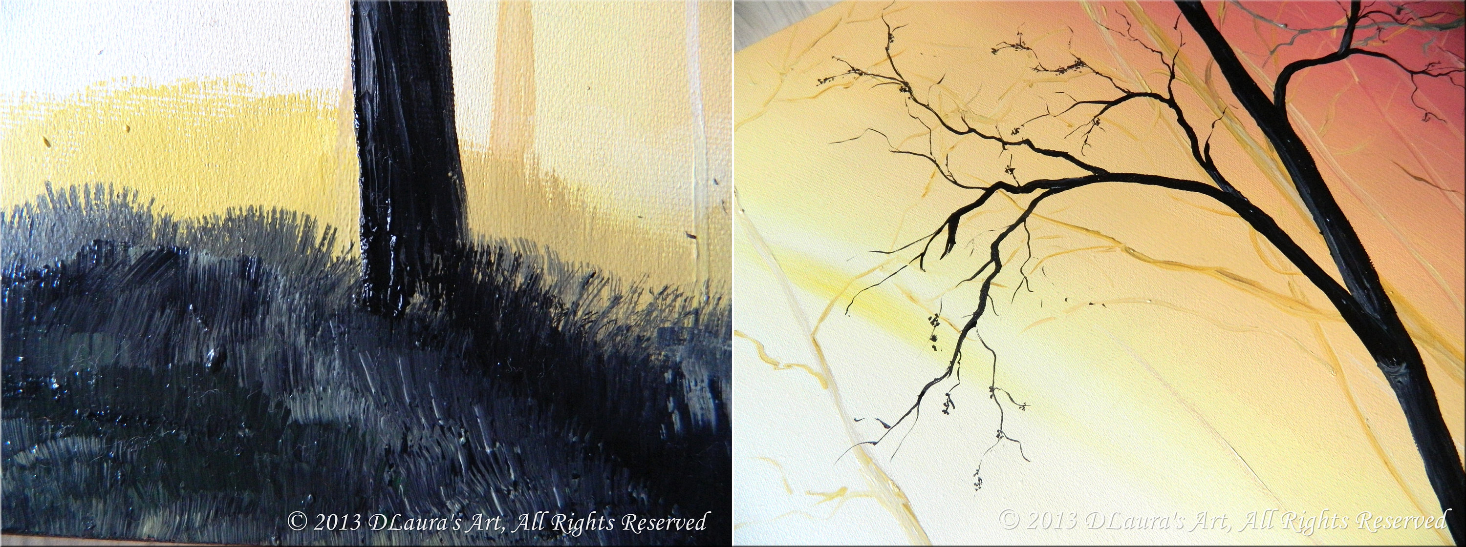 Forest Sunset Oil Painting ORIGINAL Large Contemporary Brigh Grass Tree ...