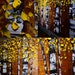Triptych Tree Painting ORIGINAL Abstract Yellow Birch Trees Palette Knife Thick Texture ...