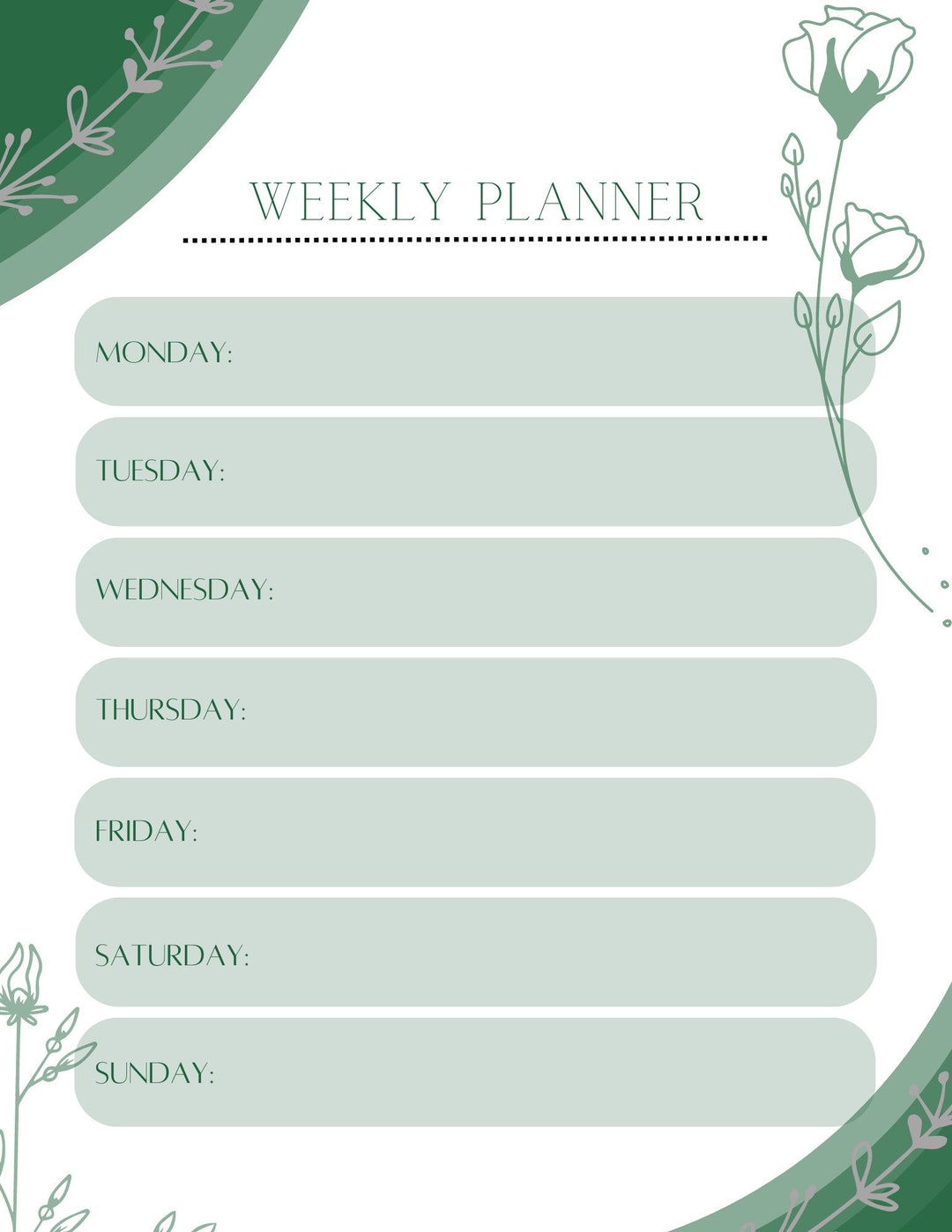 Weekly Planner Sheet *digital Print* - Etsy