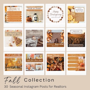 Fall Real Estate Instagram Bundle/ Realtor Marketing for Social Media ...