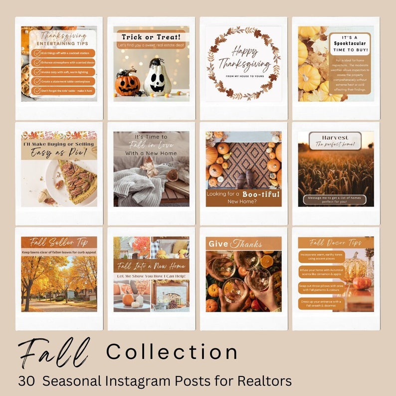 Fall Real Estate Instagram Bundle/ Realtor Marketing for Social Media ...