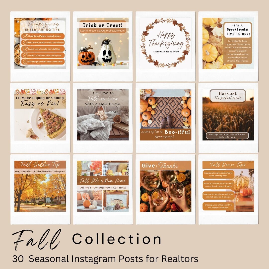 Fall Real Estate Instagram Bundle/ Realtor Marketing for Social Media ...