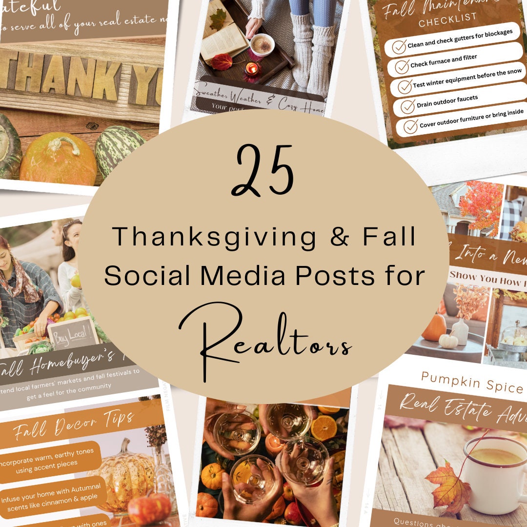 Thanksgiving and Fall Real Estate Instagram Bundle/ Realtor Marketing ...