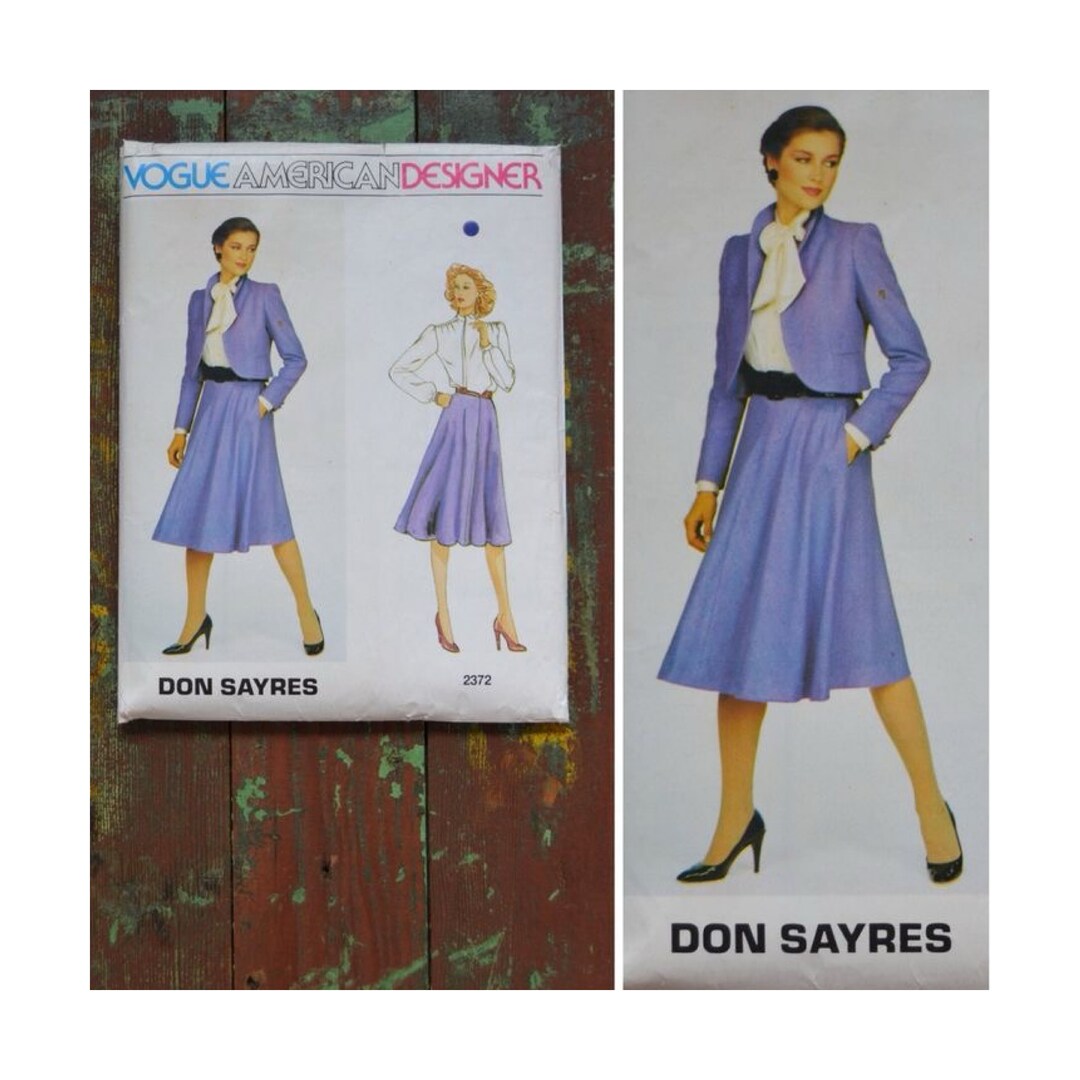 Vintage Pattern, 1980's Vogue American Designer, Don Sayer, Printed Pattern 2372, Misses Jacket ...
