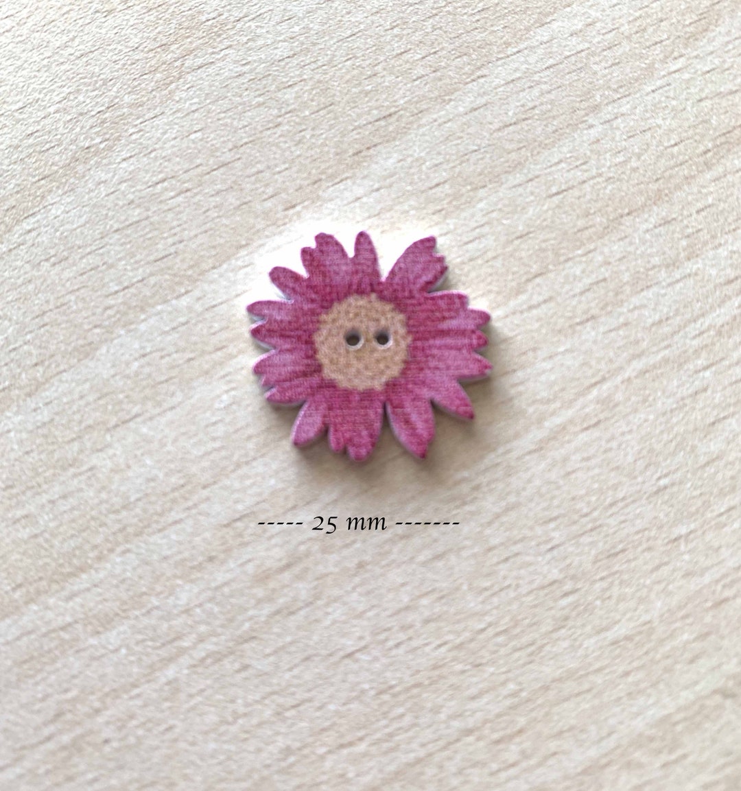 Pretty Little Wooden Red Pink Daisy Button 25mm Diameter - Etsy