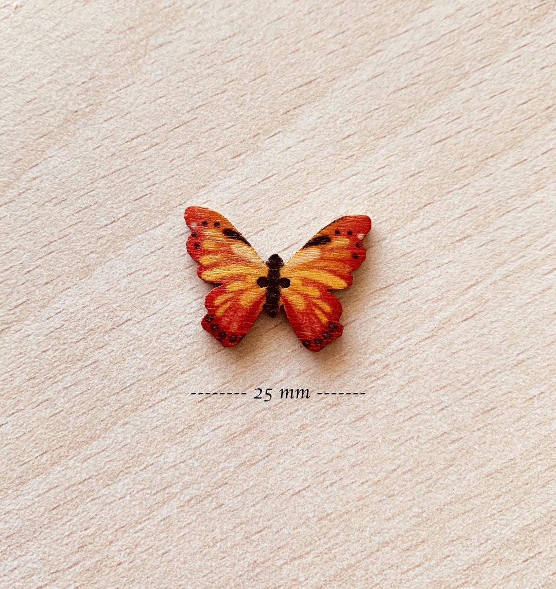Pretty Little Butterfly Button 14 in Wood 25 Mm in Diameter - Etsy