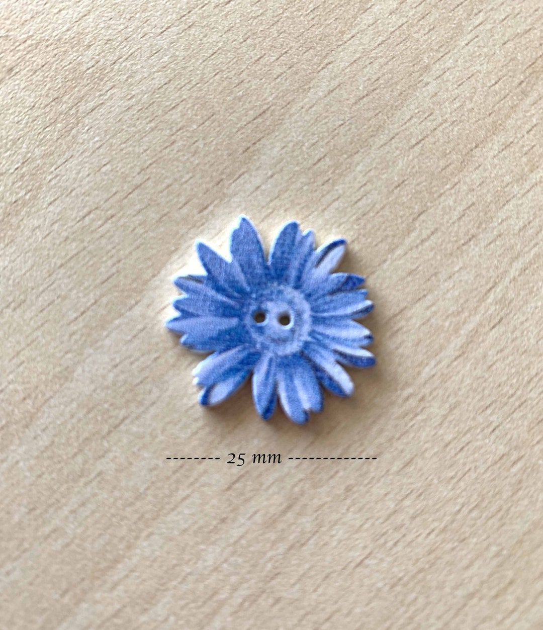 Pretty Little Blue Daisy Wooden Button 25mm Diameter - Etsy