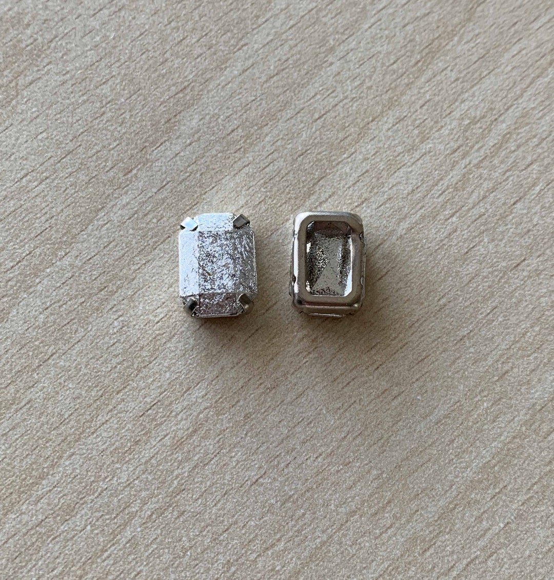 Silver Metallic Rhinestone in Rectangle Shape 10 X 15 Mm - Etsy UK