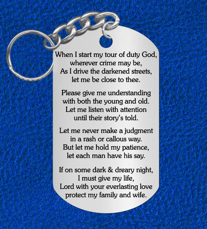 POLICE Steel Keychain With Prayer Engraved and Personalized - Etsy