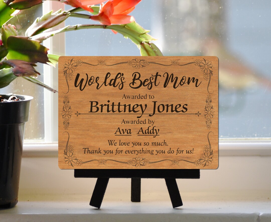 Adorable Best Mom Award, Mothers Day Gift. Engraved and Personalized ...