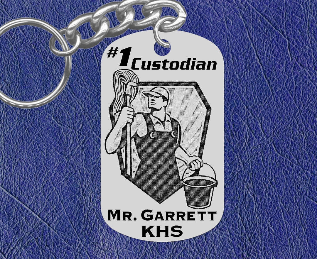 School CUSTODIAN Keychain Gift Personalized FREE With Name, Engraved ...