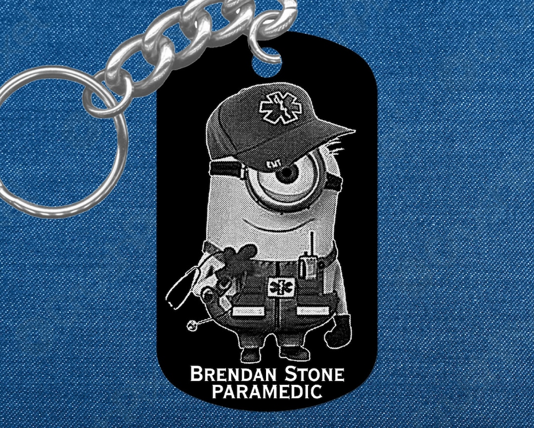 MINION EMT or Paramedic Engraved Keychain, Personalized With NAME ...