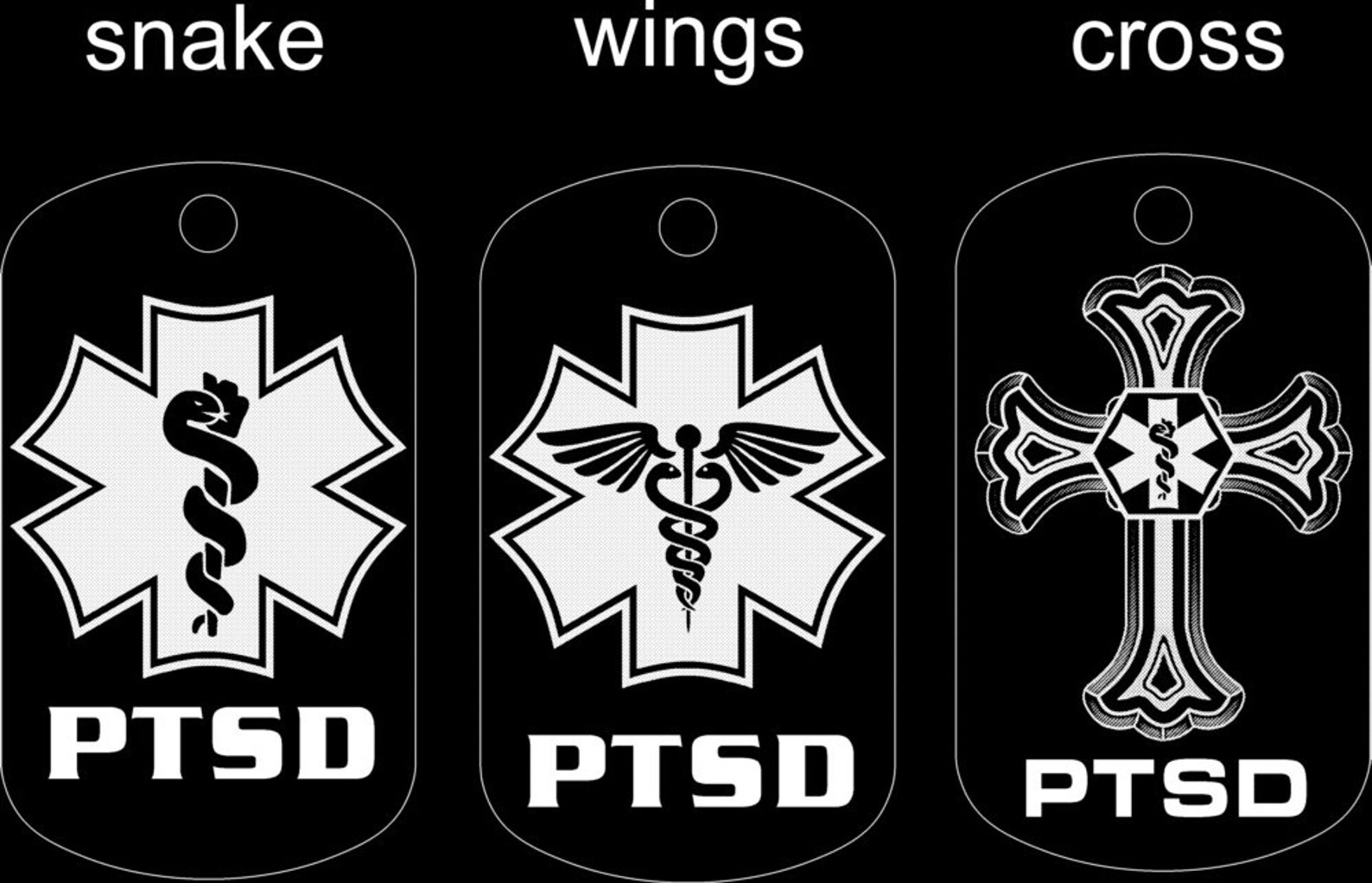 PTSD Medical Alert Necklace, Dog Tag, Personalized Free. Tough Black ...
