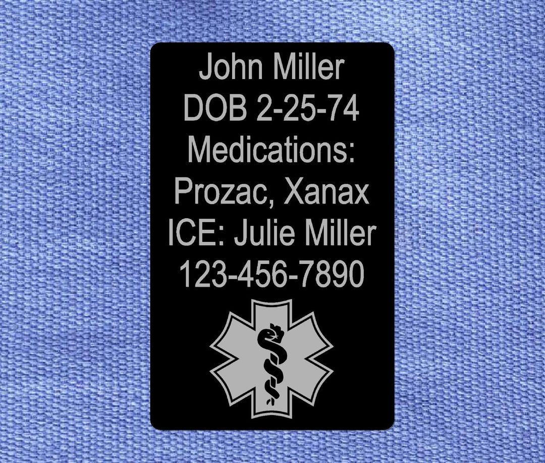 Medical Alert Card for Wallet, Personalized With All Your Info and ...