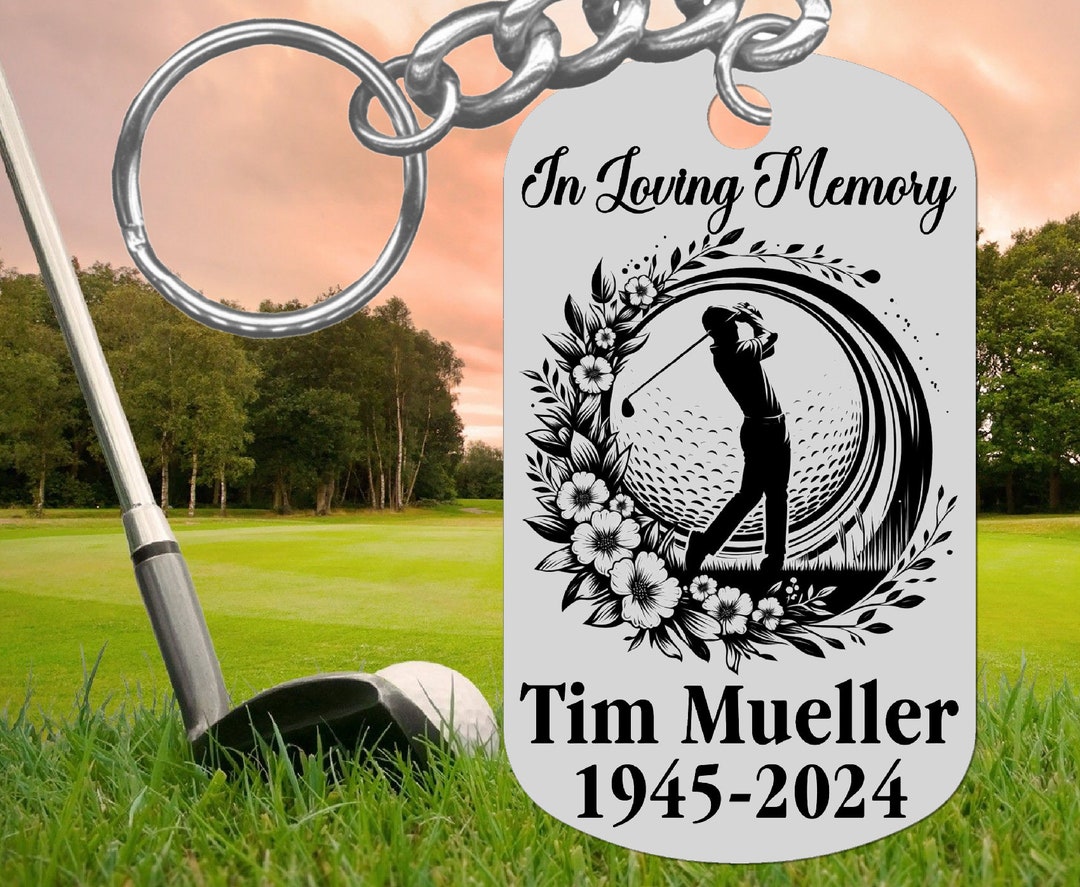 In Loving Memory Golf Keychain Gift, Steel, Personalized FREE! Golfer ...