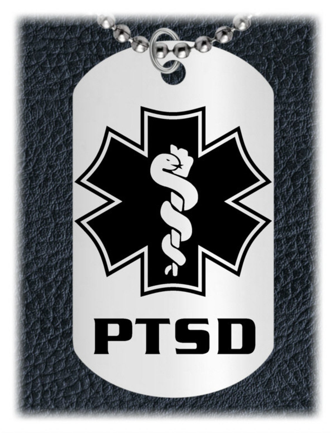 PTSD Medical Alert Necklace, Dog Tag, Personalized Free. Laser Engraved ...