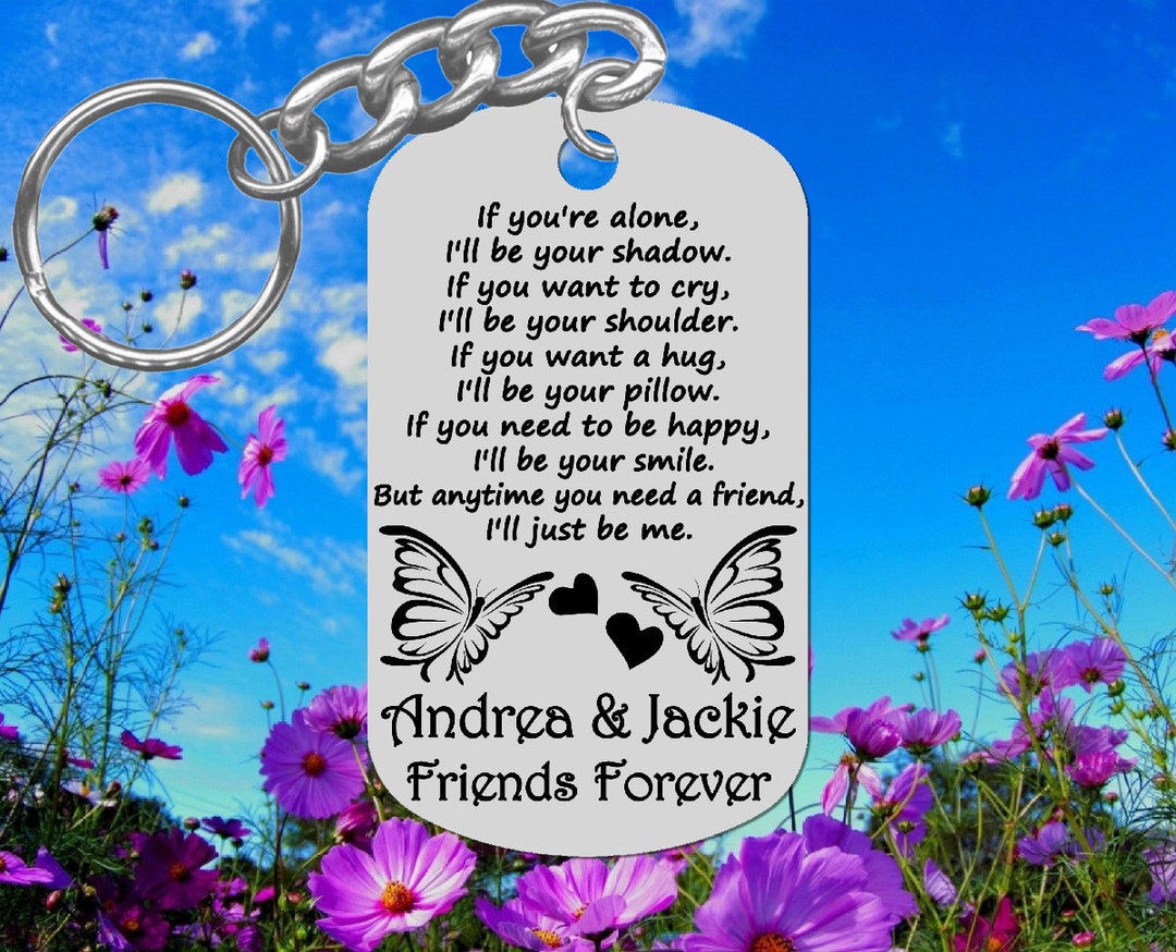 Long Quote, BEST FRIENDS Keychain Gift, Personalized W' NAMES ...