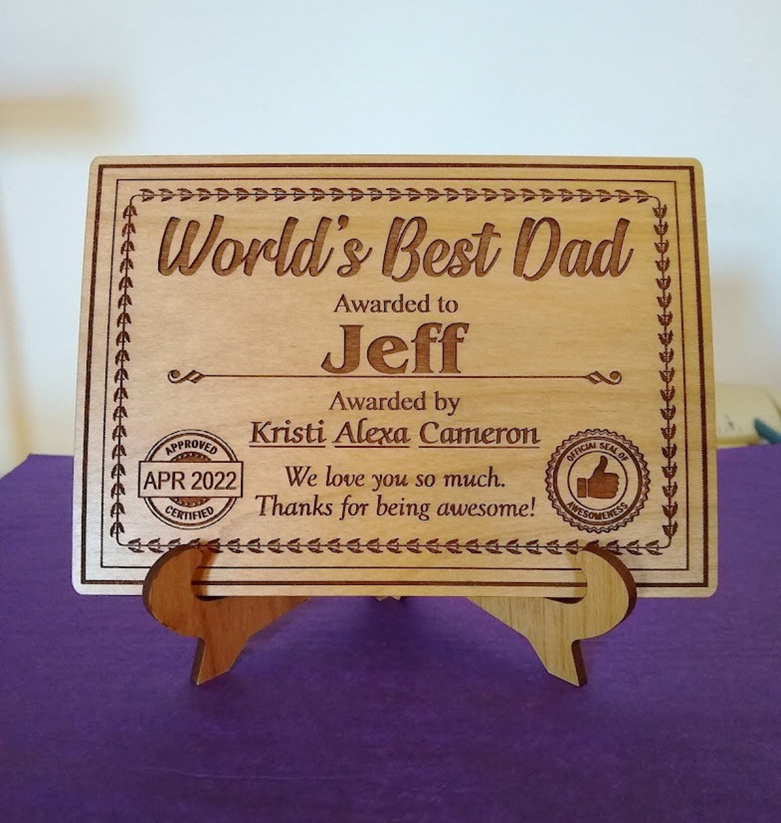 Awesome Best Dad Award Fathers Day Gift. Personalized FREE | Etsy