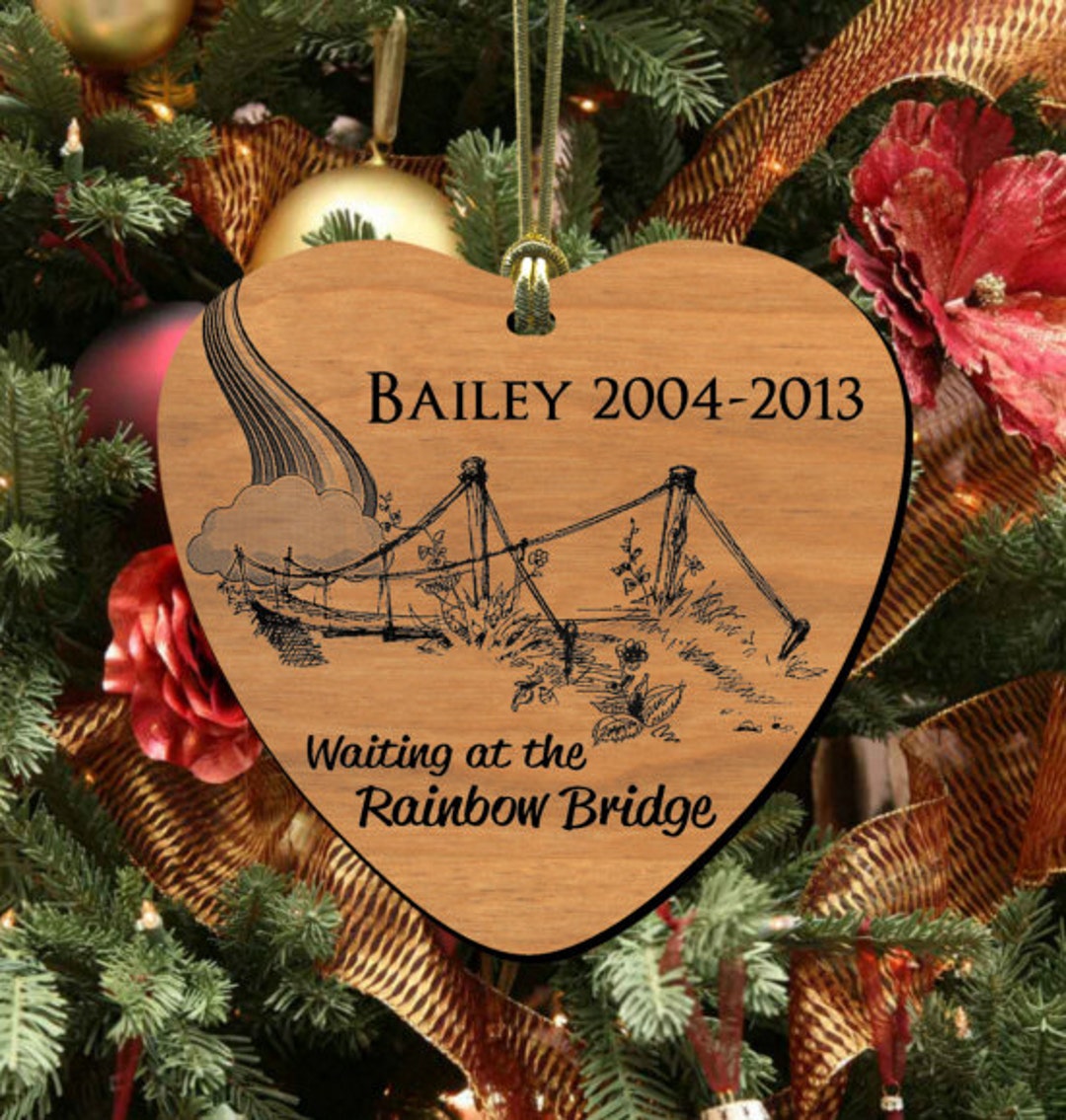 Rainbow Bridge PERSONALIZED Pet Memorial Ornament, Wooden Keepsake to ...