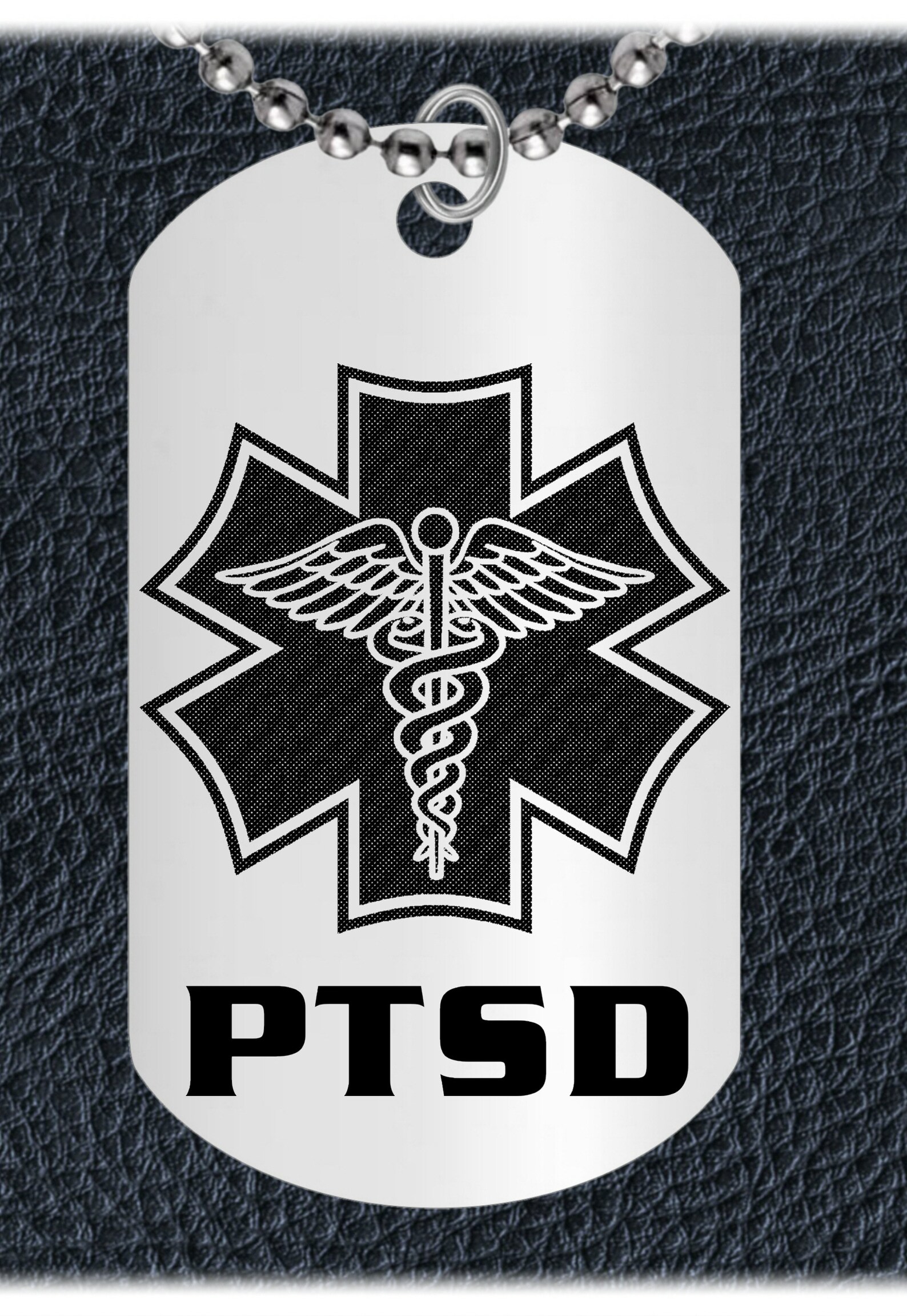 PTSD Medical Alert Necklace, Dog Tag, Personalized Free. Laser Engraved ...