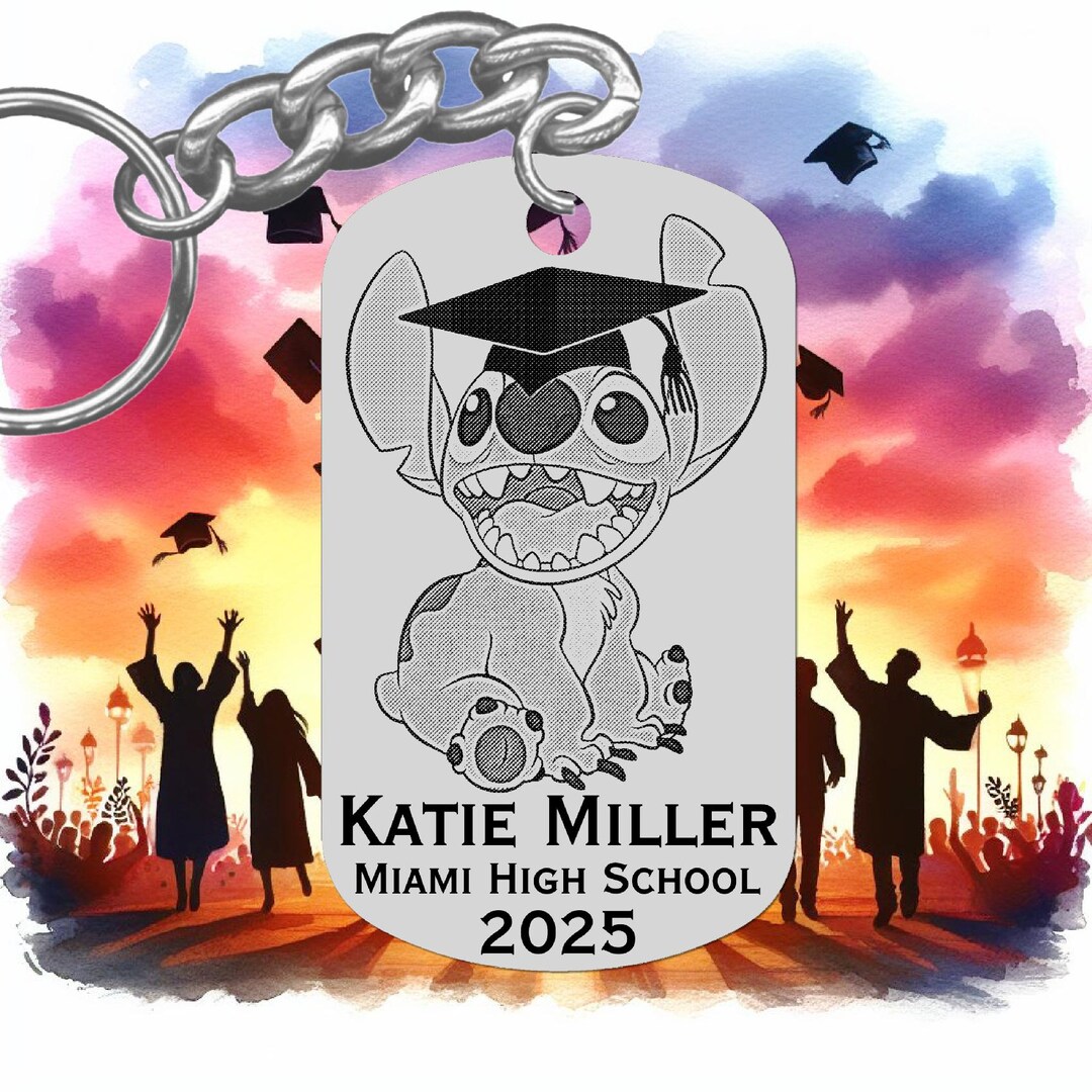 Cartoon Alien GRADUATION Keychain Gift, Personalized Free With NAME ...