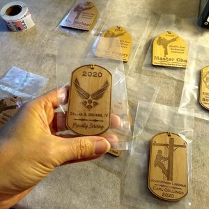 Proudly Serving, Custom Military Christmas Ornament Gift, Engraved Free ...