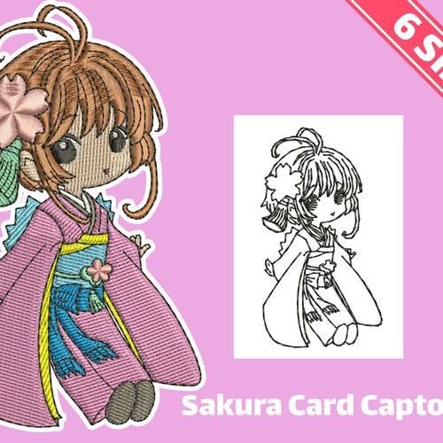 Embroidery Design Sakura Card Captor Kimono Set INSTANT - Etsy