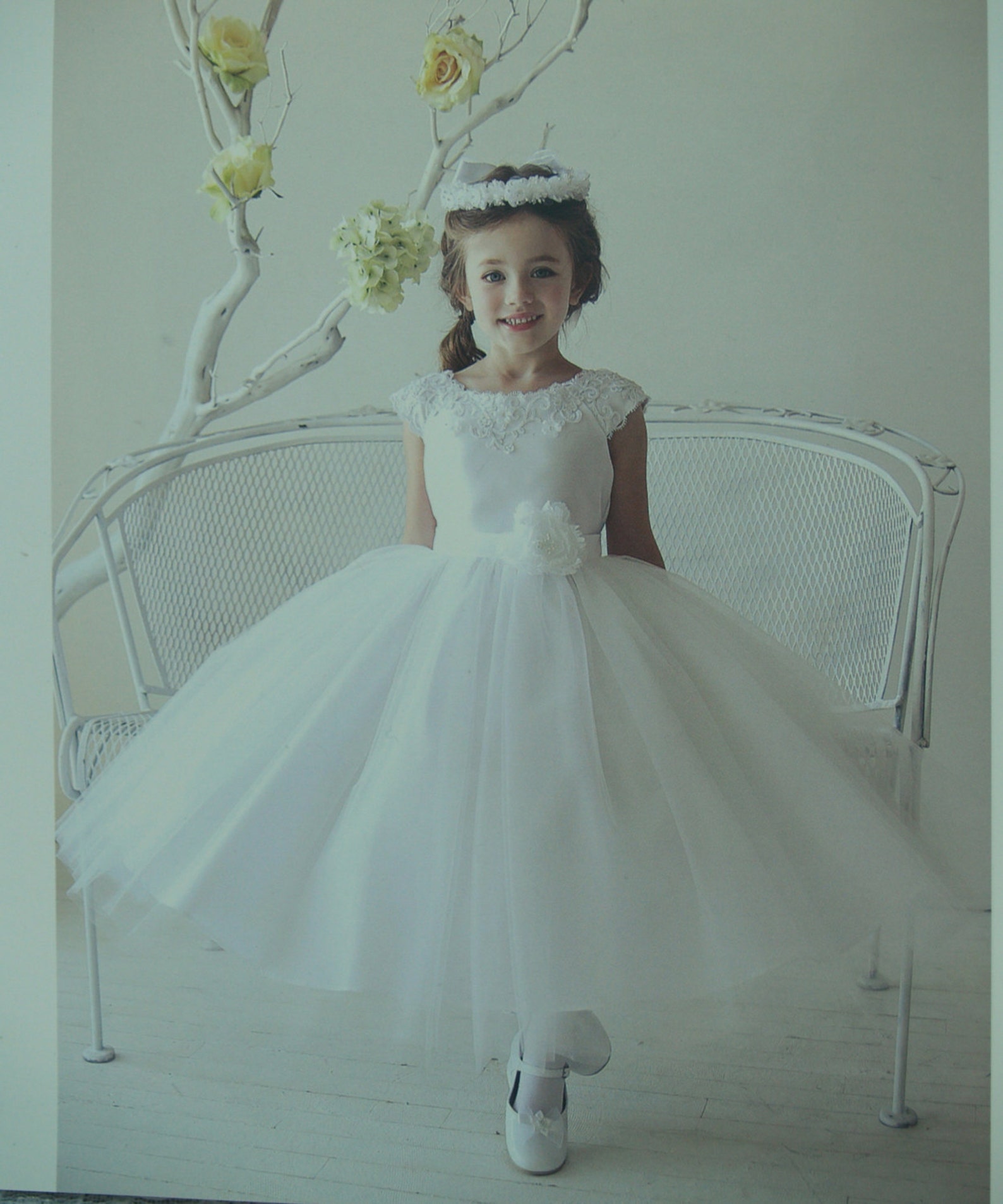 First White Communion Dress Short Sizes 6 Cap Sleeve Lace | Etsy