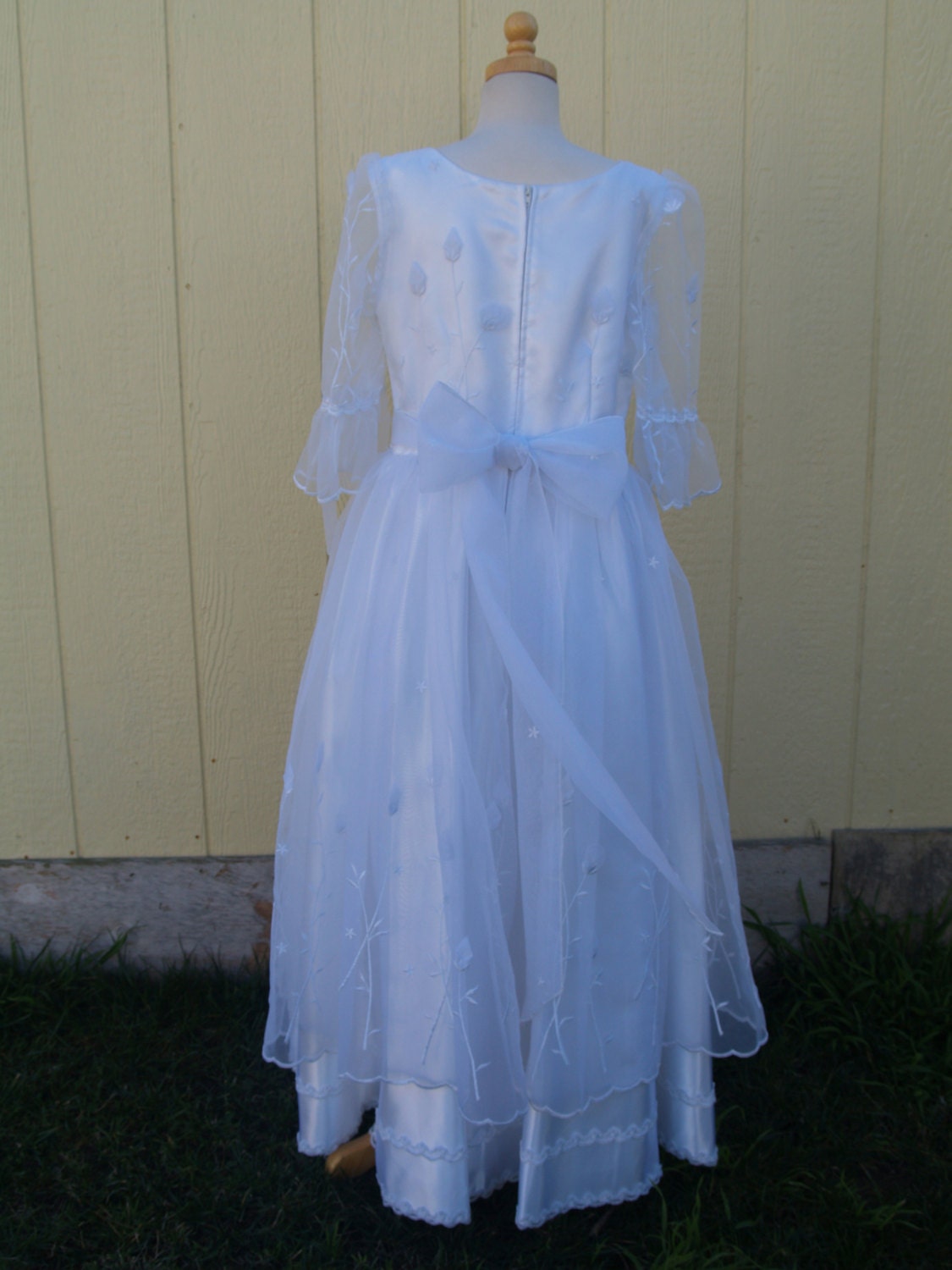 First Communion Dress long embroidered organza bell | Etsy