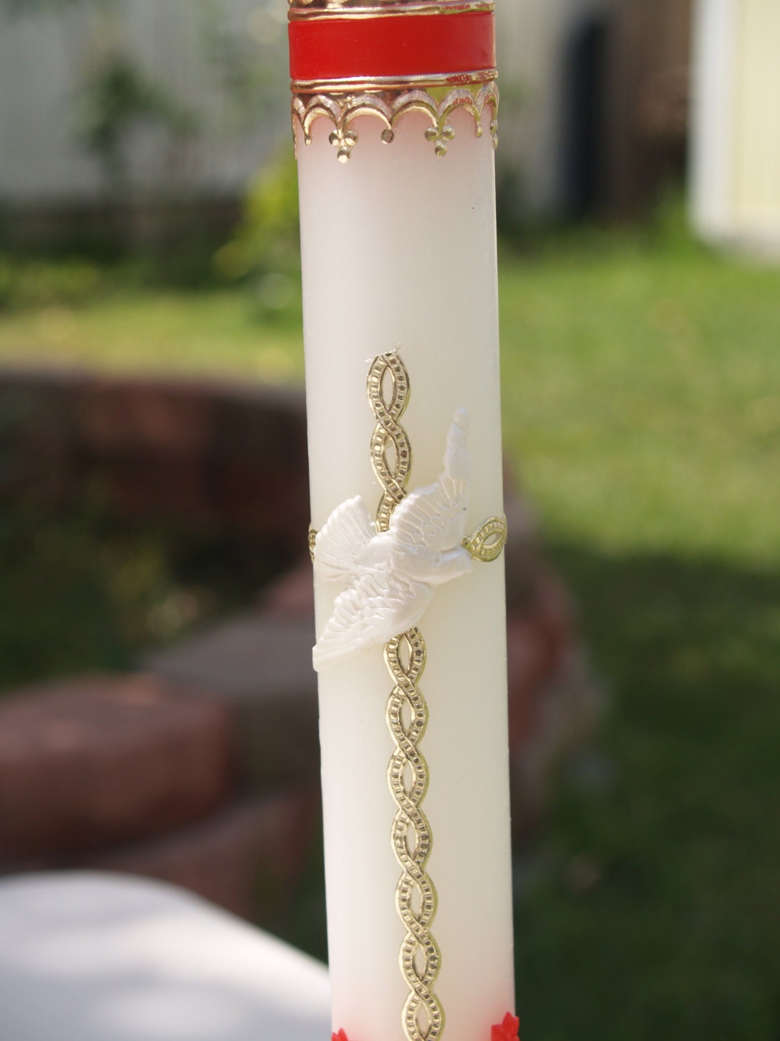 CONFIRMATION Red Candle White Gold Unique Details and Holy Spirit ...