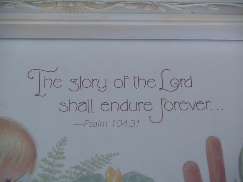 Framed Vintage Print Psalm 104 verse children pastel colors | Etsy