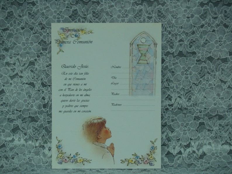 11 1st Holy Communion Invitations in Spanish for Boys, Fine Italian ...
