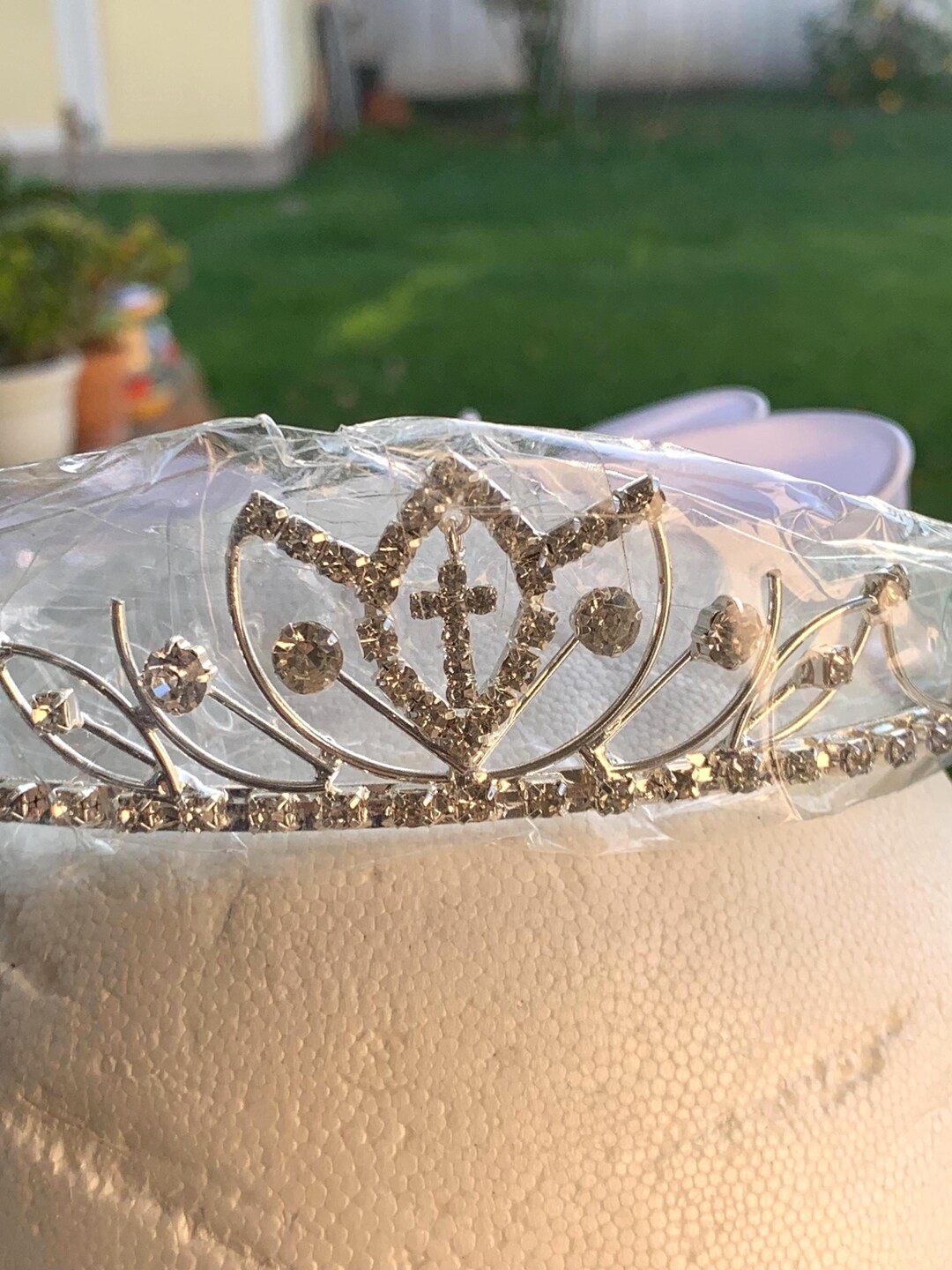 Communion Tiara With White Veil and Lady of Guadalupe, Silver ...
