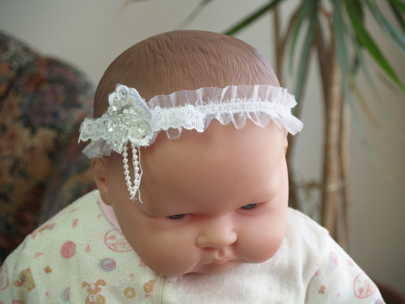 Baptism White Lace Headband for Baby Girls, Christening Headband ...