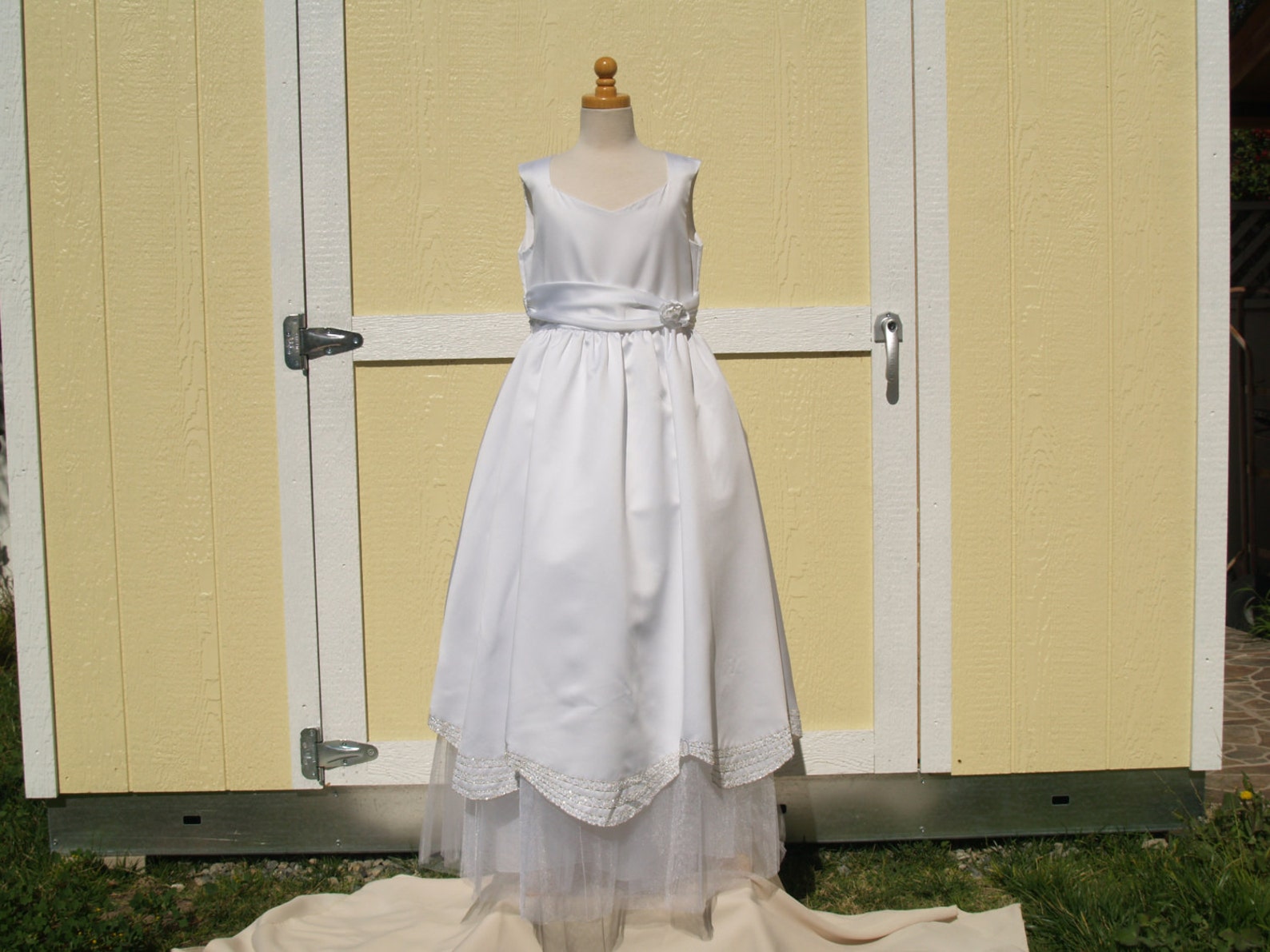 Girls Bling White Dress Size 12 Satin Tullesilver - Etsy