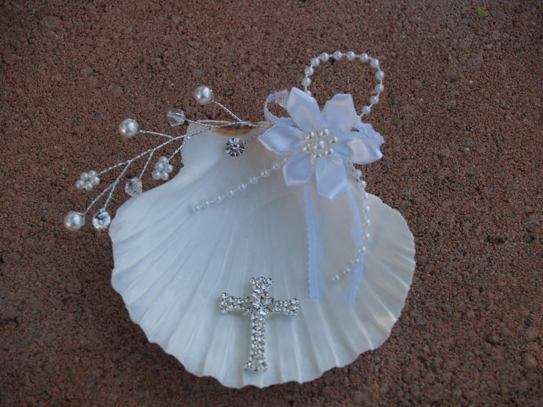 Baptism Shell for Ceremony White or Ivory Handmade, Christening ...