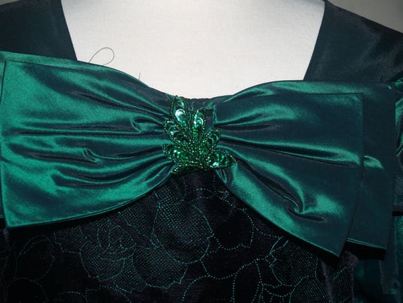 Hunter Green Taffeta Dress Size 12, Puffy Sleeves, Fl… - Gem