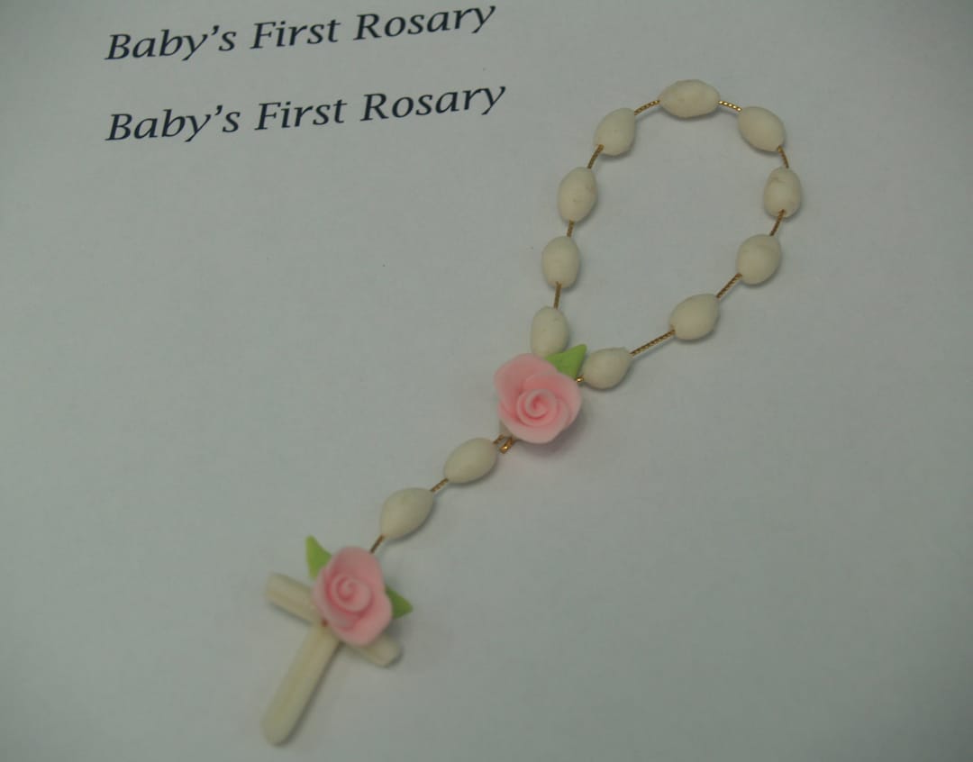 Baby First Rosary, Handmade Baby Rosary,baby Pink Rosary Gift, Baby ...