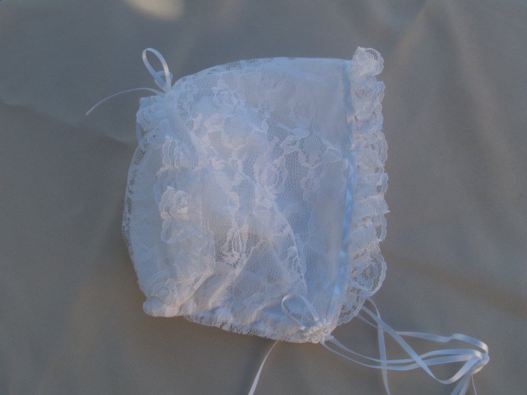Baptism Girls Hat White Lace, Christening Lace Baby Bonnet, Infant ...