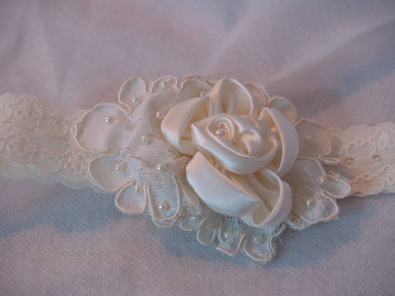 Baby Baptism HAIR Ivory Flower on Lace Band, Baby Headband, Gorgeous ...