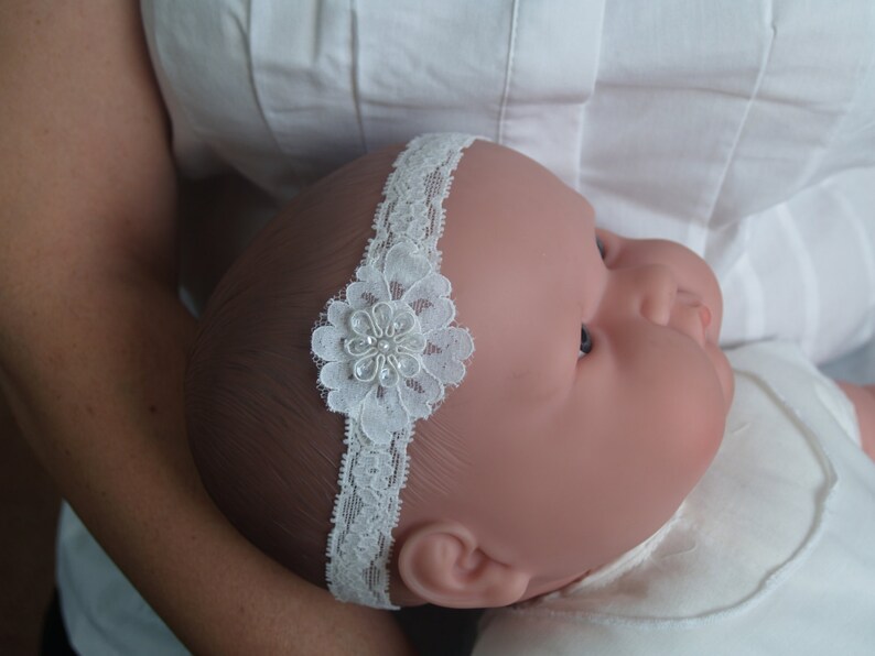 Offwhite Baby Hair Lace - Baptism Hair Accessory, off White Baby Girl ...
