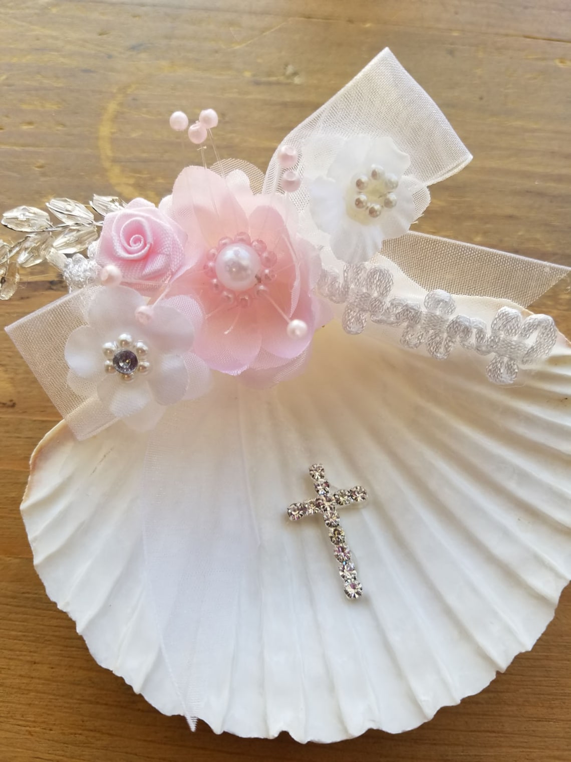 Baptism Shell for Ceremony Gold Cross Color - Etsy