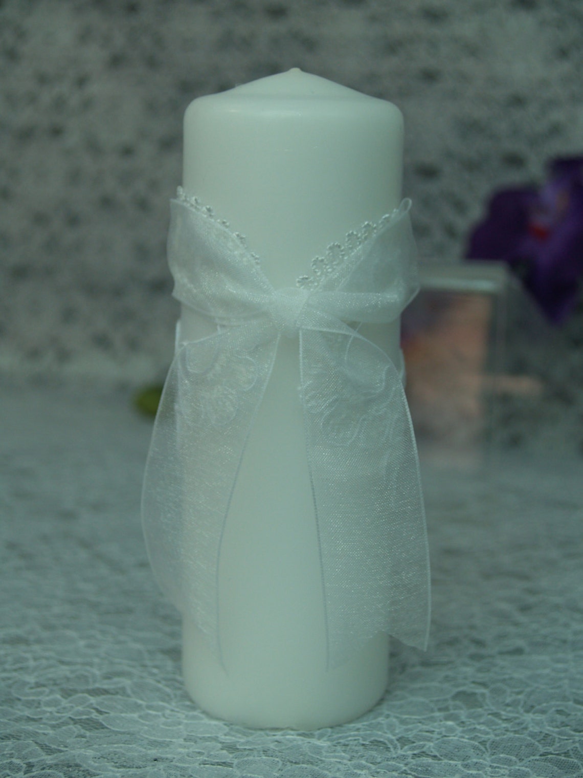 BAPTISM Ceremony Candle Communion White With Silver Crystals Cross ...