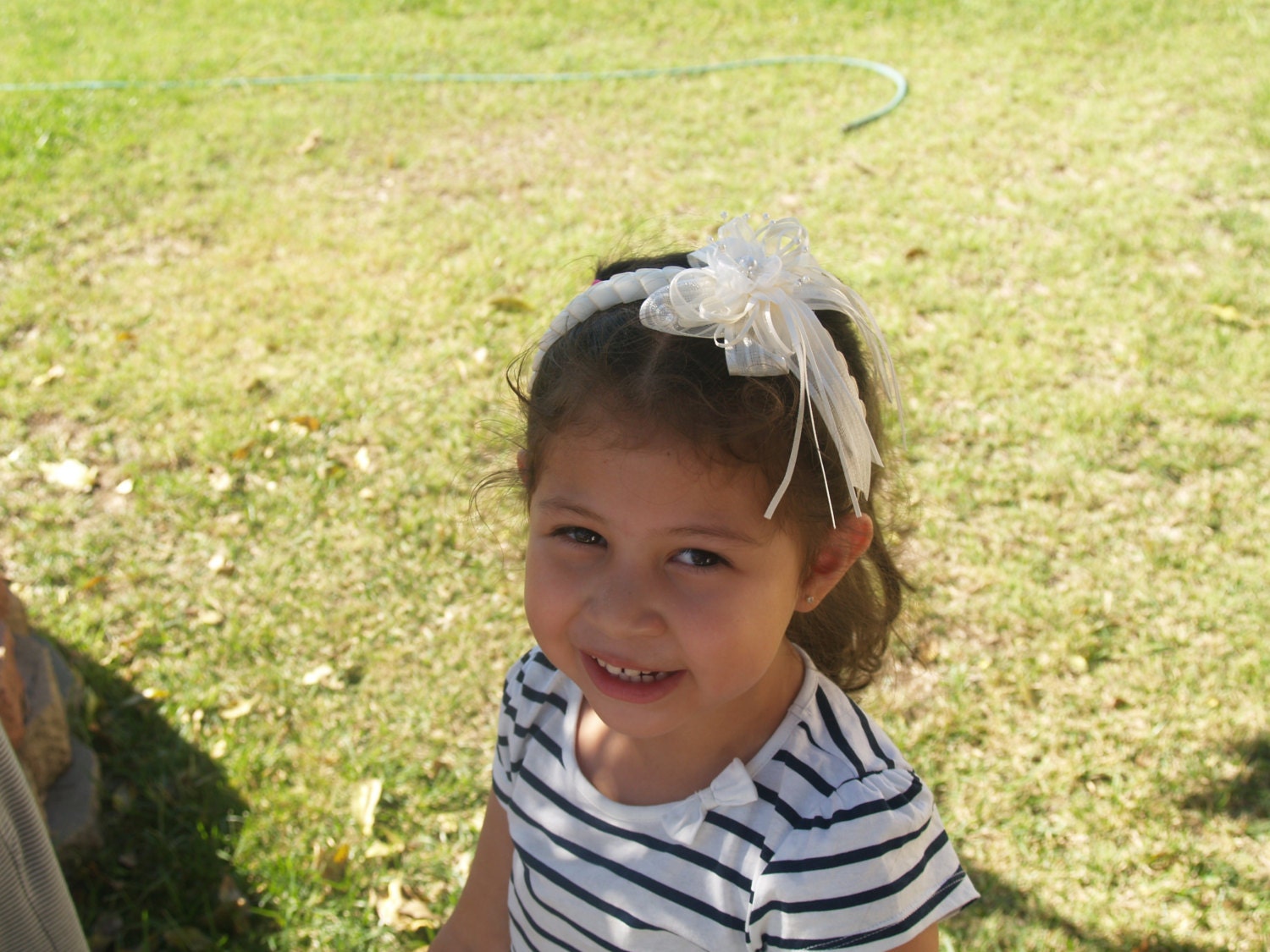 GIRLS White Headband and Ivory With Flowers and Braided Ribbon - Etsy