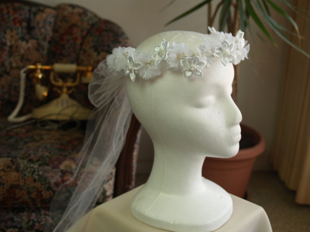 First Communion Flower Crown in White, Flowers Girl Crown White # 13 ...
