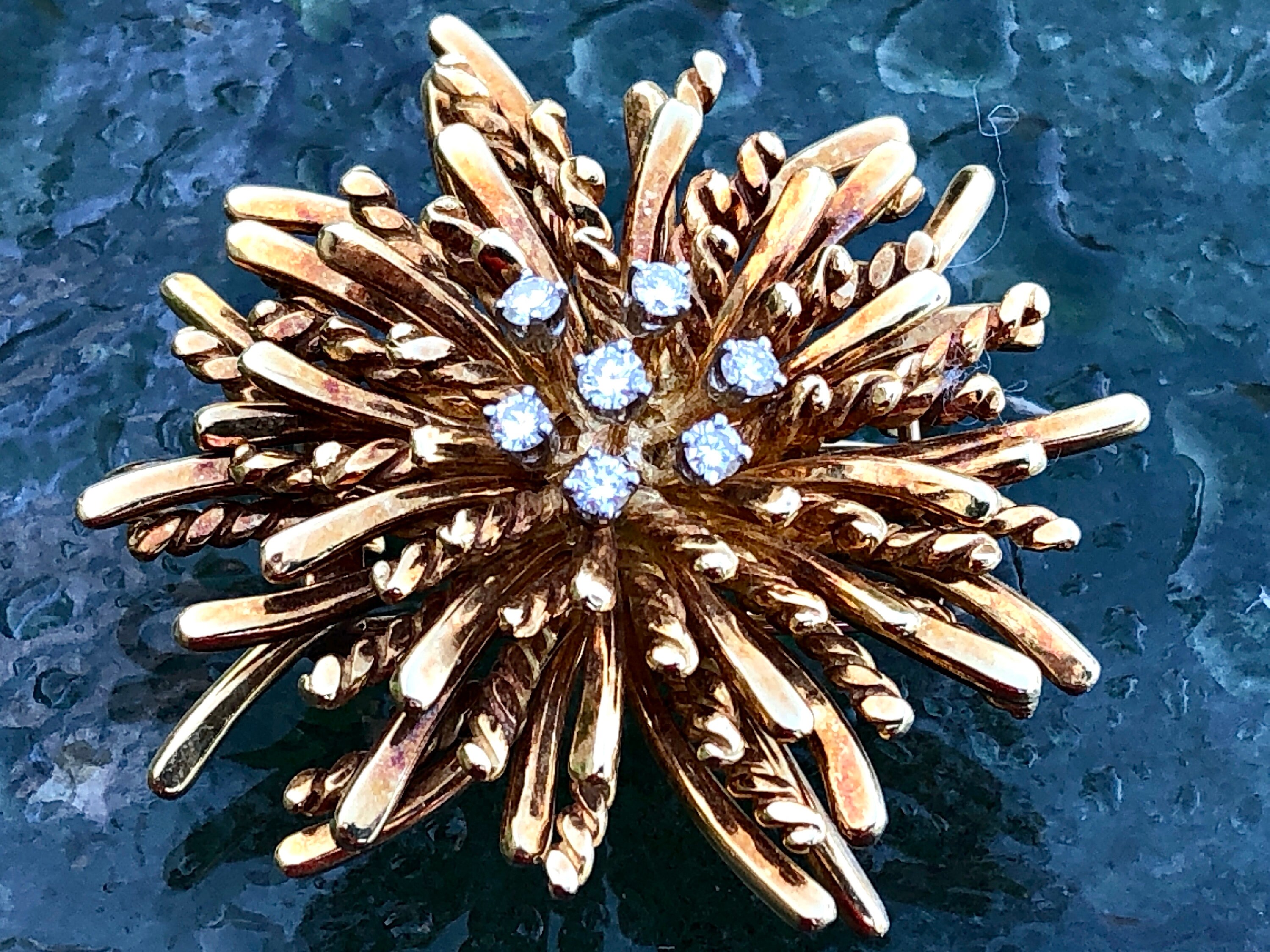 Rare 18K Tiffany & Co Schuler Anemone Diamond Pendant Enhancer Brooch ...