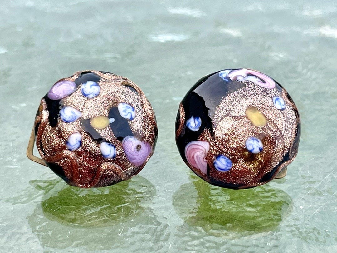 Vtg Murano Venetian Art Glass Wedding Cake Domed Button Style Clip on ...