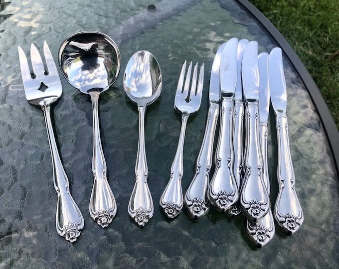 Oneida USA Arbor True Rose Stainless Flatware Forks 25 Piece - Etsy