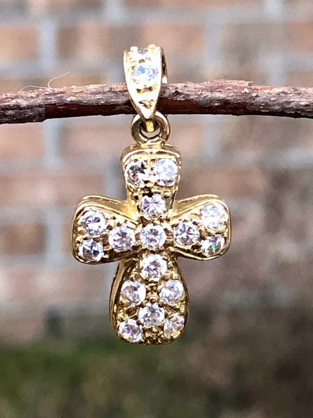 Vtg 14k Gold Heraldic Byzantine European Cross Encrusted With Sparkling ...