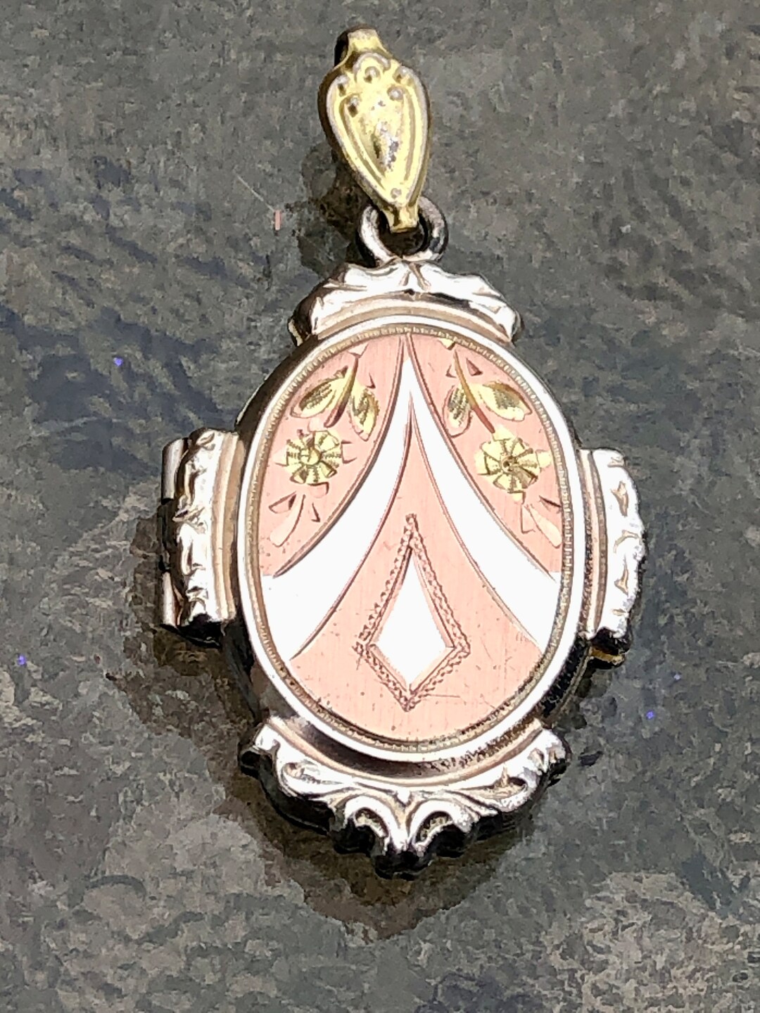 Antique Bliss Bros Art Nouveau Tri Color Gold Over Sterling Silver ...